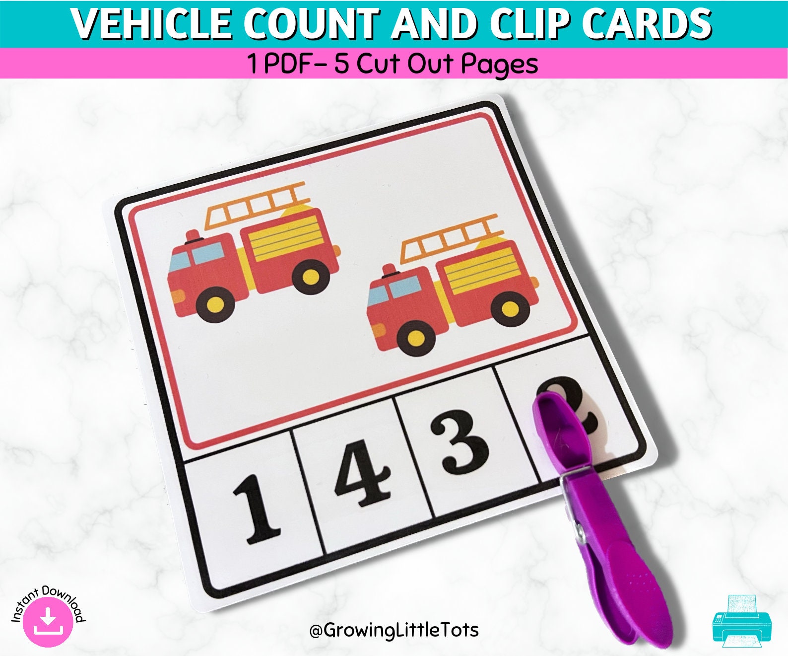Vehicle Count and Clip Cards 1-10, Number Counting Activity, Prek Math ...