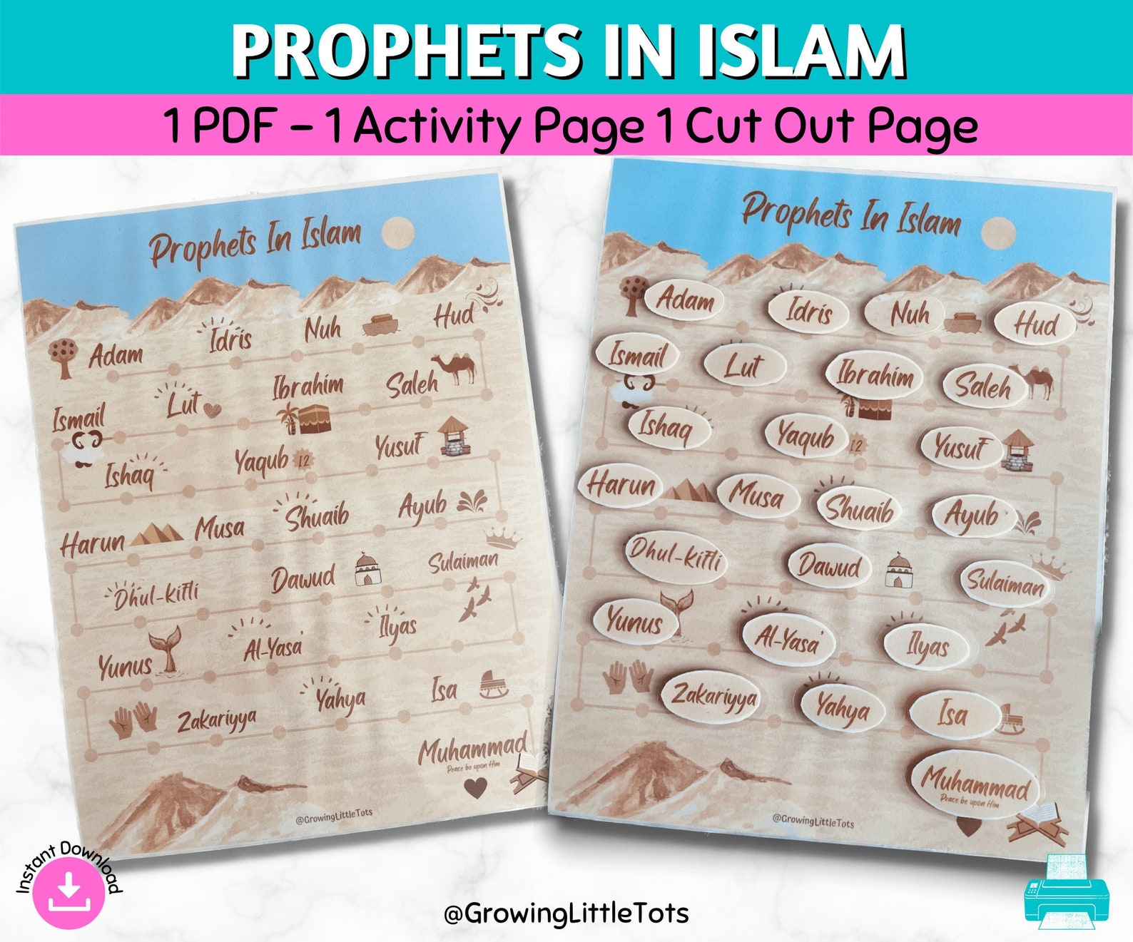 Prophets in Islam Name Matching Activity Islamic Activity - Etsy