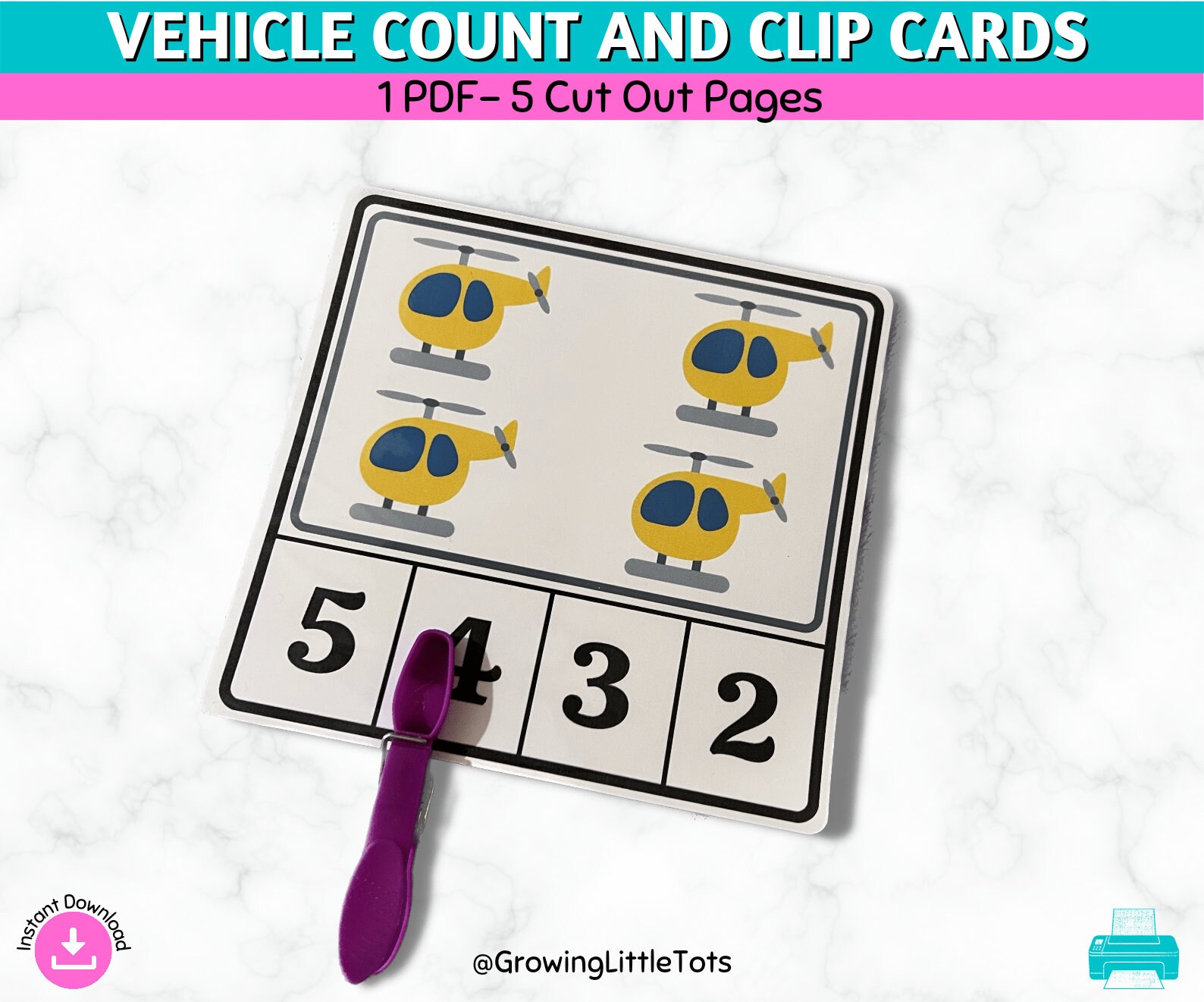 Vehicle Count and Clip Cards 1-10, Number Counting Activity, Prek Math ...