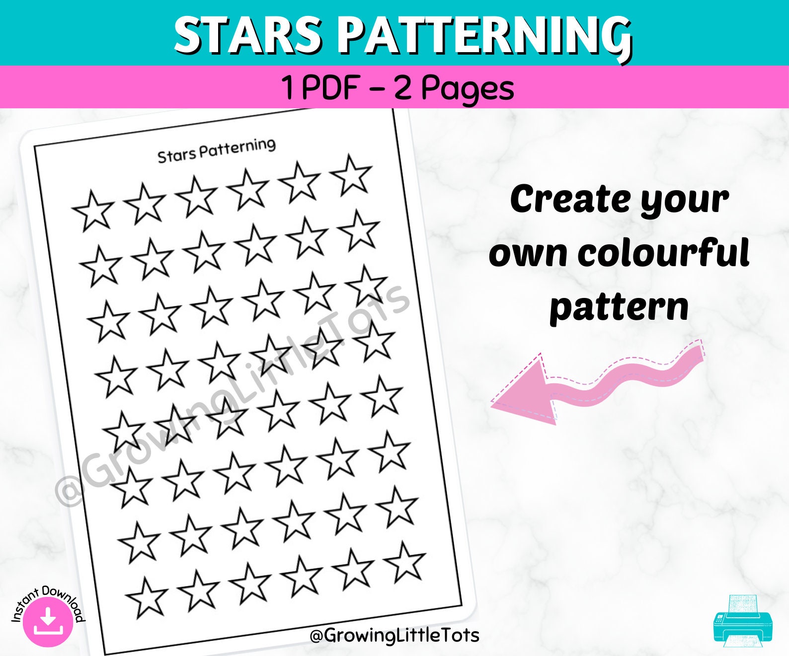 Stars AB Patterning Worksheet, Patterning Activity, Homeschool Math ...