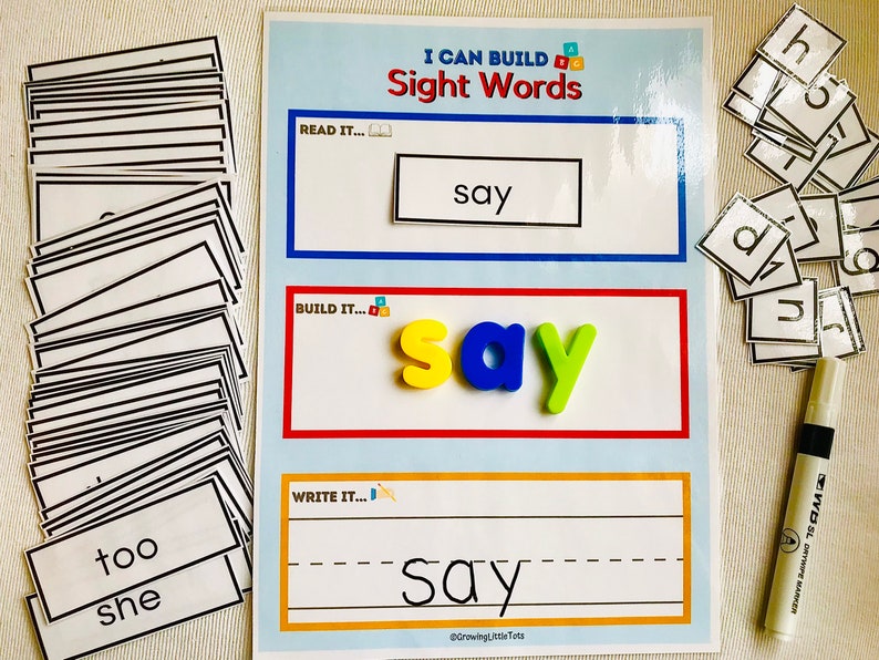 Sight Words Builder Read Build and Write Sight Words | Etsy