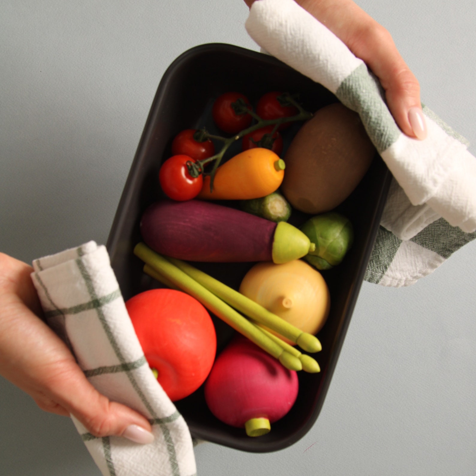 Wooden vegetable set Veggy real size | Etsy