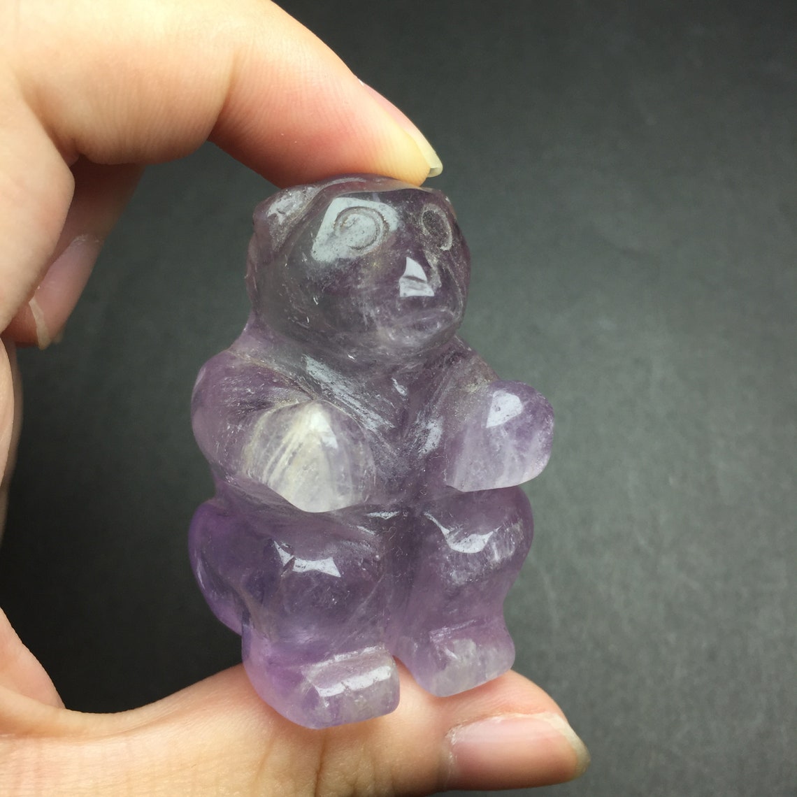 Amethyst Bear Animal Figurine Hand Carved Statue Natural | Etsy
