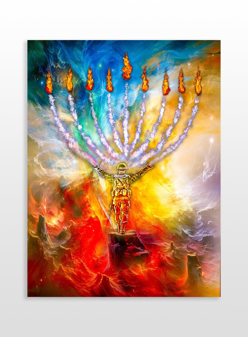 Miracle of Hanukkah, Judaica Art on Plexiglass and Canvas, Jewish ...