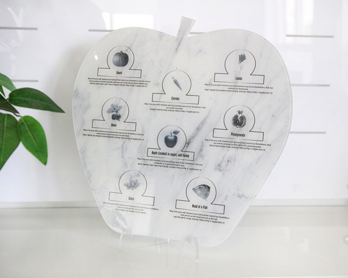 Rosh Hashanah Simanim on Acrylic Apple Shapped Platter Rosh - Etsy