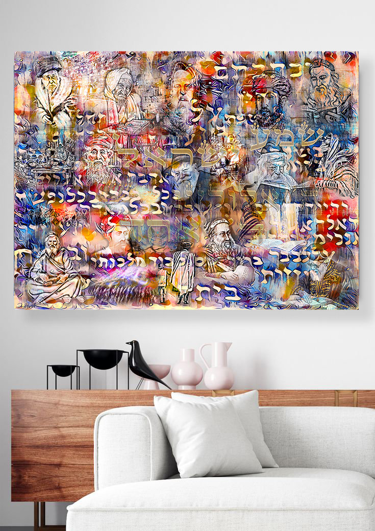 Tzadikim Gatherin, Tzadikim Art, Judaica Art, Acrylic/lucite and Canvas ...