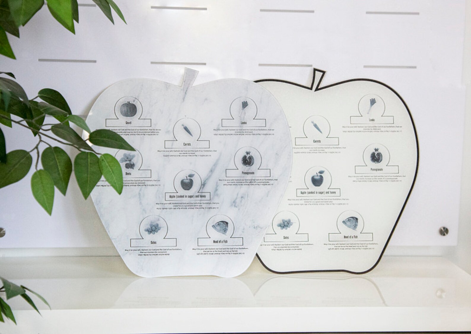 Rosh Hashanah Simanim on Acrylic, Apple Shapped Platter, Rosh Hashanah ...