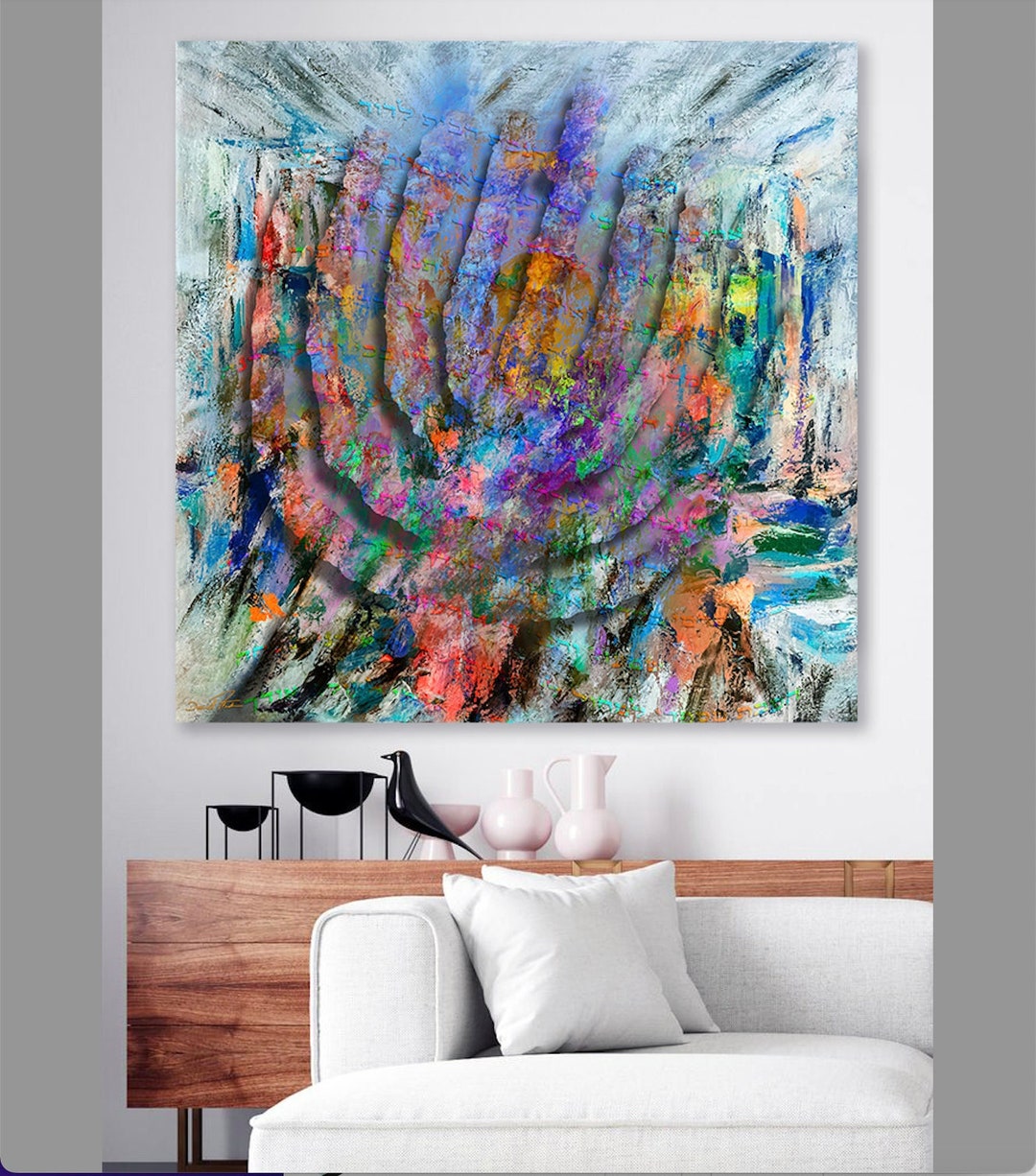 The Menorah,original Jewish Art, Printed on Canvas and Plexiglass ...