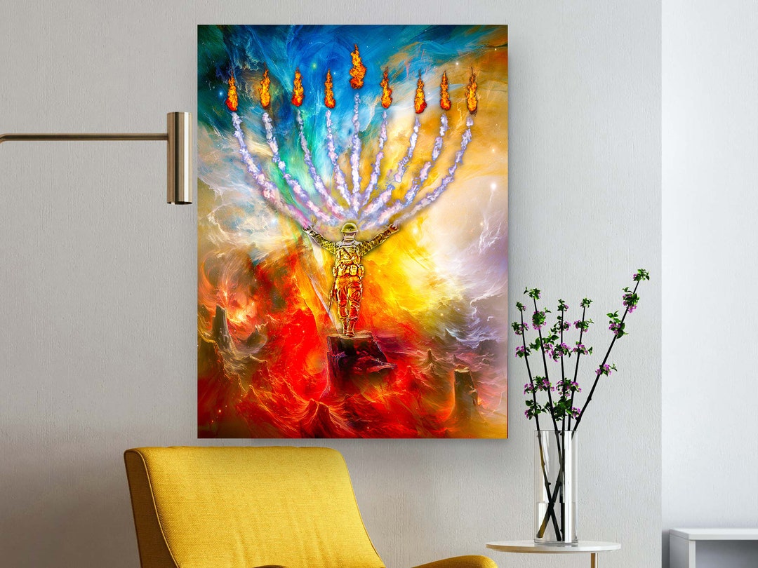 Miracle of Hanukkah, Judaica Art on Plexiglass and Canvas, Jewish ...
