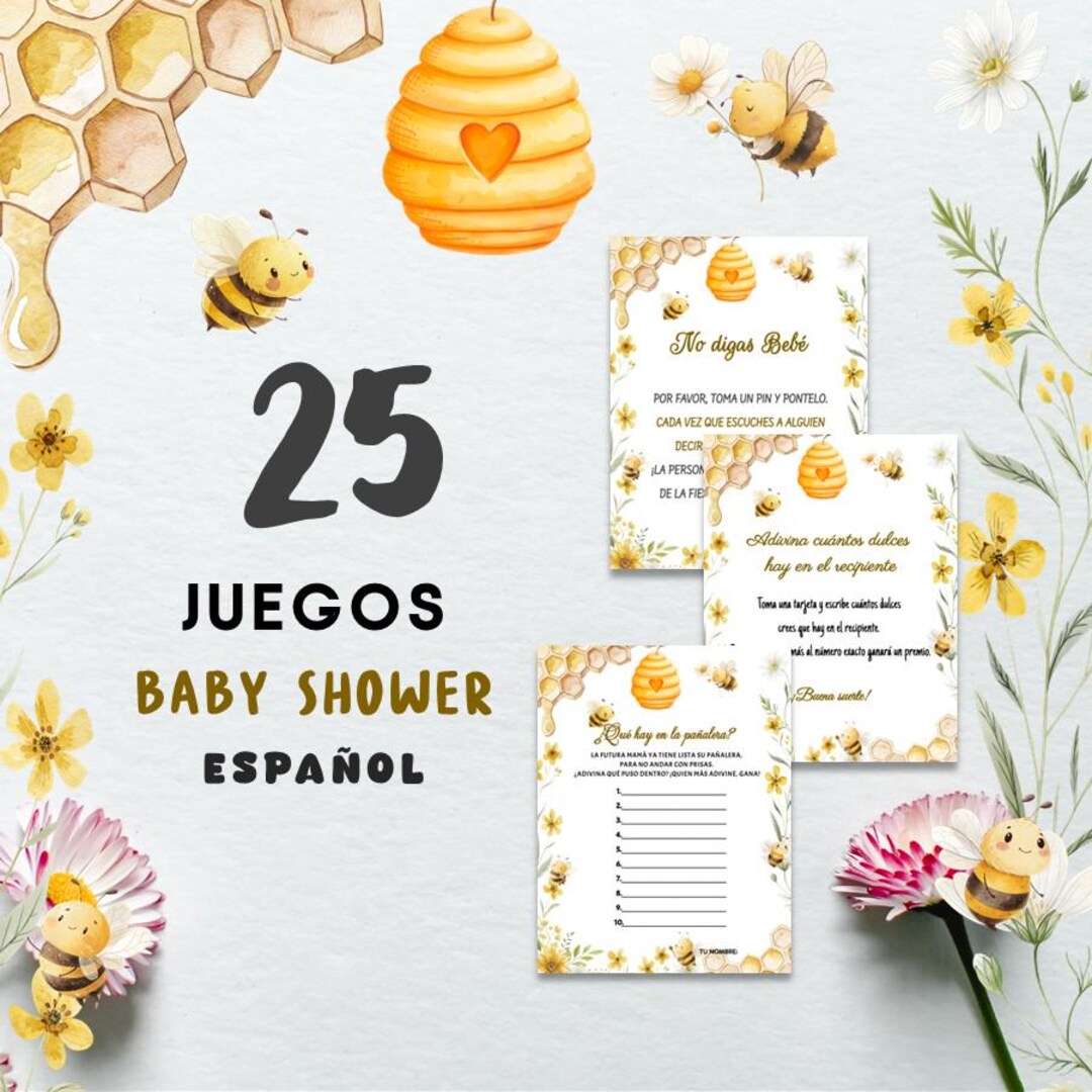 Spanish Baby Shower Games: 25 Printable Activities (JPG Digital ...