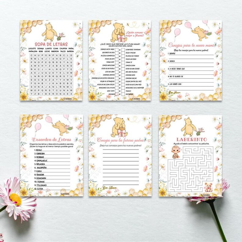 Spanish Girl Baby Shower Games: 25 Printable Activities (JPG Digital ...