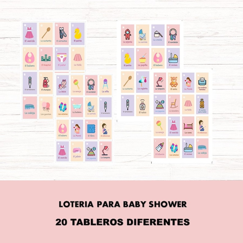 Loteria para baby shower, Baby shower Spanish loteria, Loteria en ...