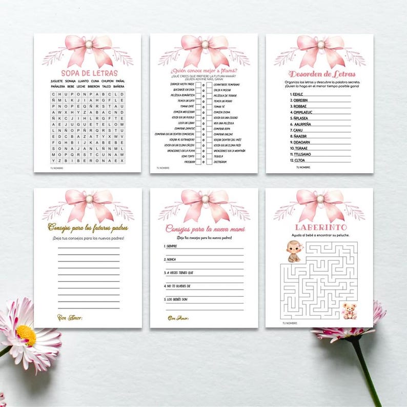 Spanish Baby Shower Games: 25 Printable Activities (digital Download ...