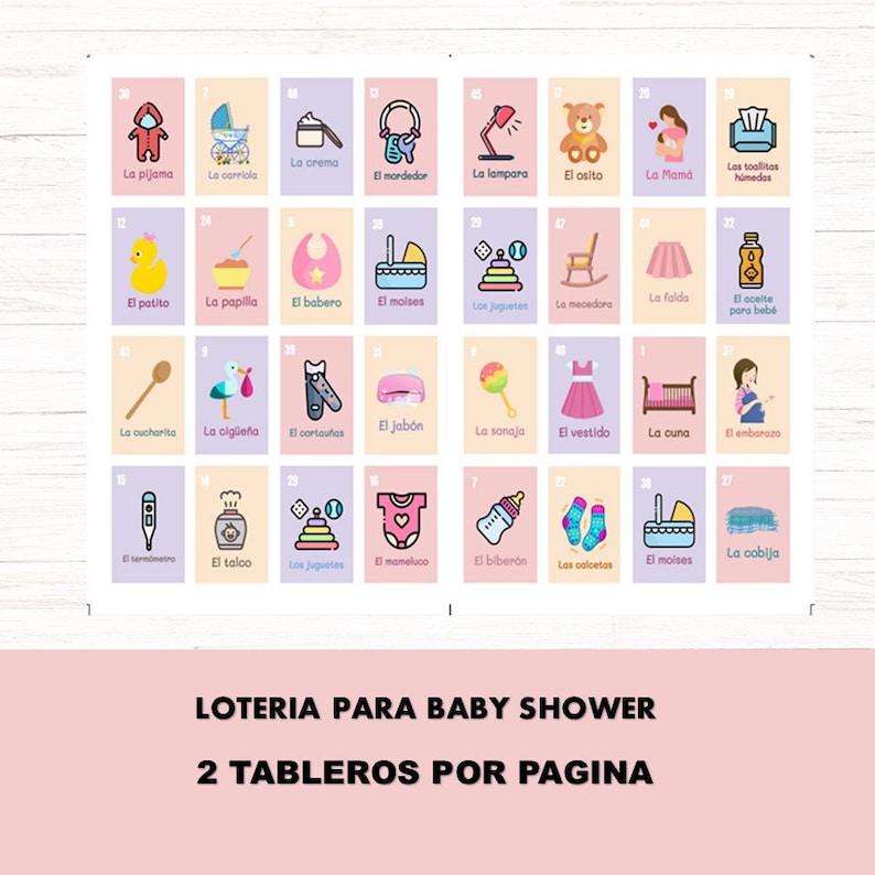Loteria para baby shower, Baby shower Spanish loteria, Loteria en ...