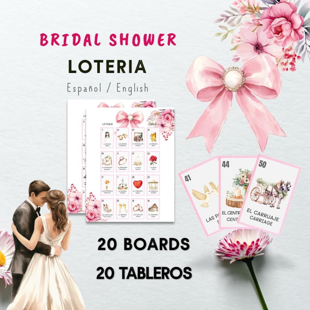 Bilingual Loteria Bridal Shower Game: Spanish English Printable ...
