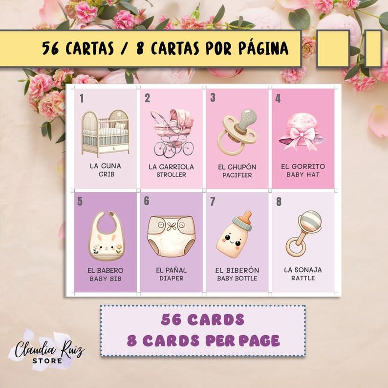 Girl Loteria Baby Shower: Bilingual Printable Game (digital Download ...