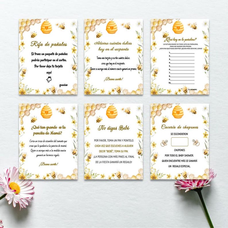 Spanish Baby Shower Games: 25 Printable Activities (JPG Digital ...