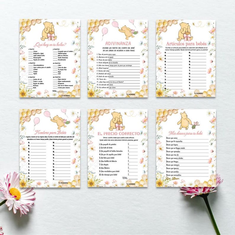 Spanish Girl Baby Shower Games: 25 Printable Activities (JPG Digital ...