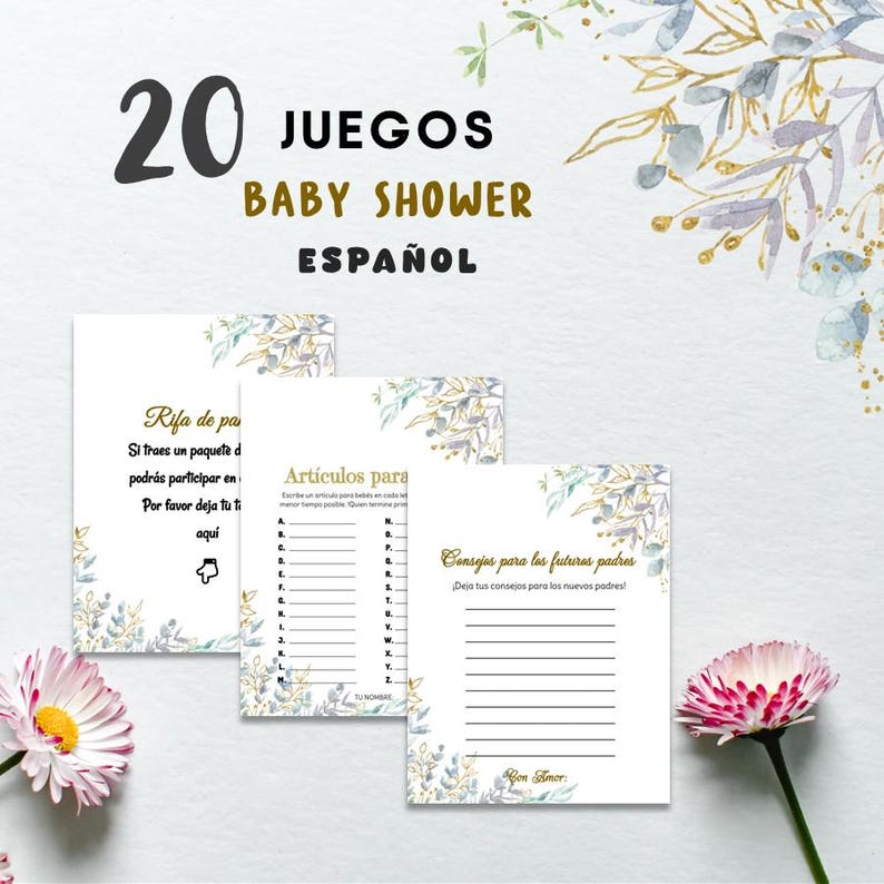 Spanish Baby Shower Games: 20 Printable Activities (digital Download ...