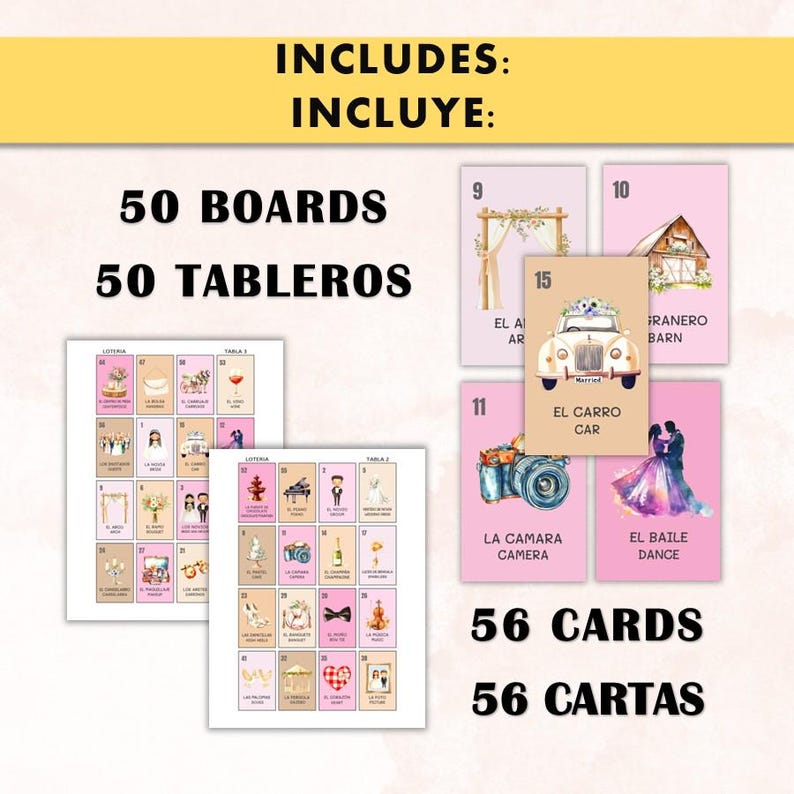 Bilingual Loteria Bridal Shower | Loteria Despedida De Soltera ...