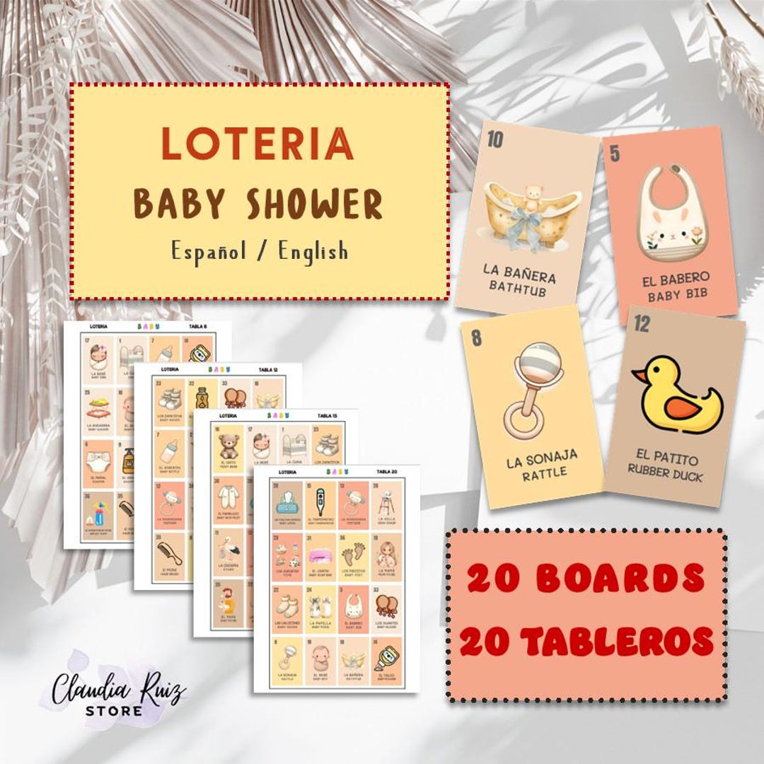 Loteria Baby Shower | Neutral Loteria Baby Shower |english Loteria ...