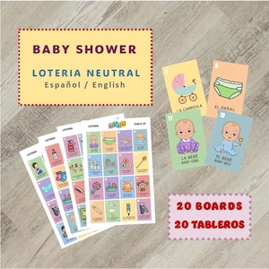 Neutral Loteria Baby Shower: Bilingual Bingo Game (digital Printable ...
