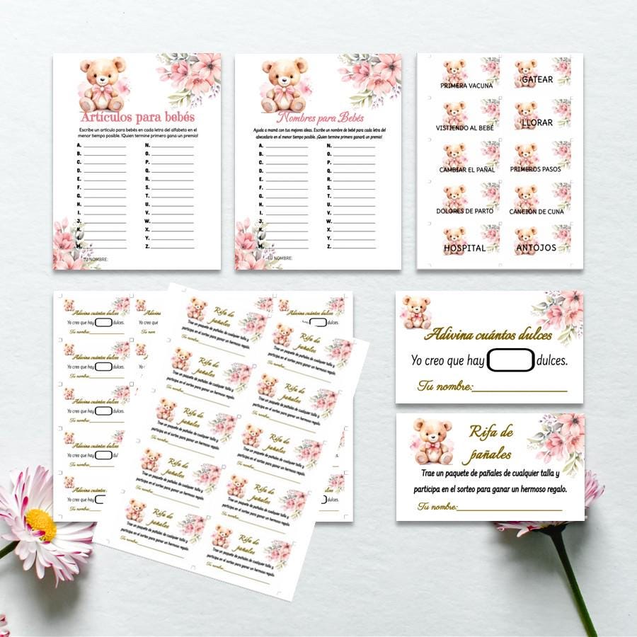 Spanish Baby Shower Games | Teddy Bear Theme (PDF Download) - Etsy