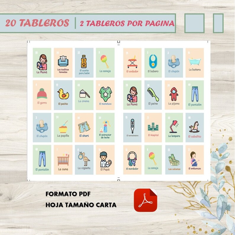 Spanish Baby Shower Loteria Game: 20 Boards (digital Download) - Etsy
