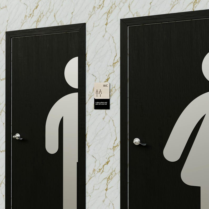 Custom Restroom Sign: Oak & Aluminum, ADA Pictogram, Braille Option - Etsy