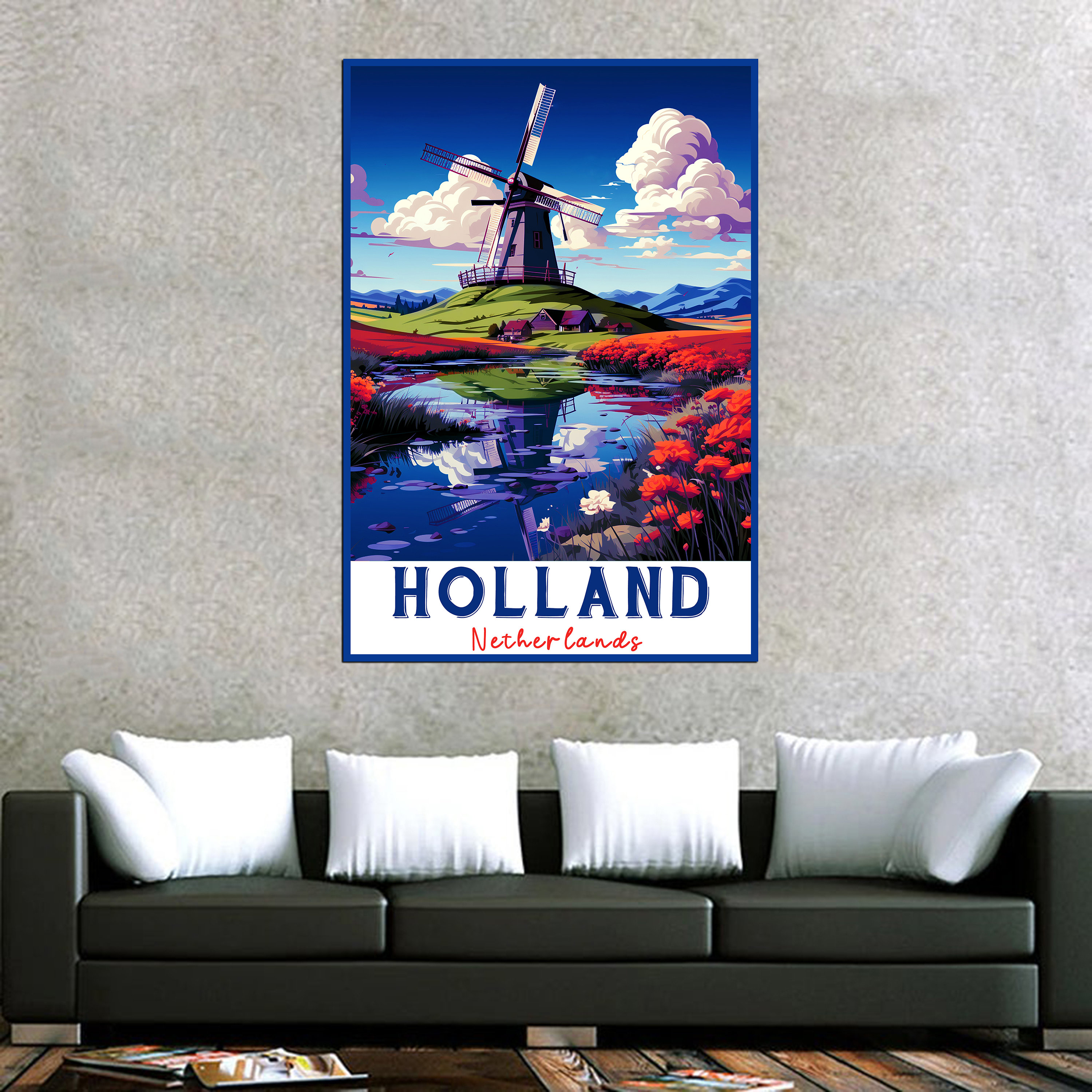Holland Windmill Poster Digital Download Holland Countryside Print ...