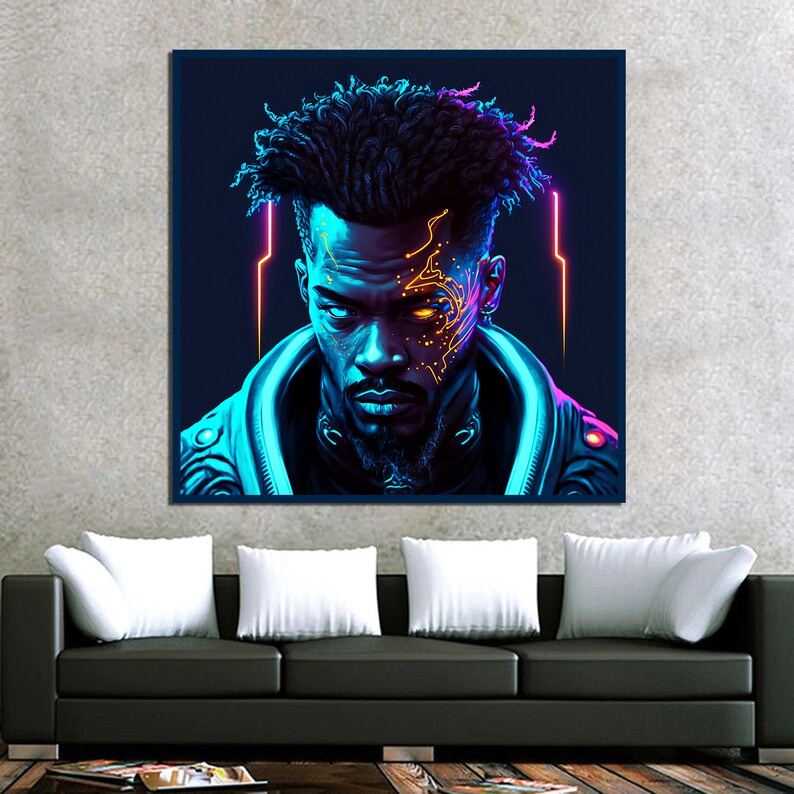 Afrofuturism Black Man Art Printable Art Black Futuristic Wall Art Afro ...