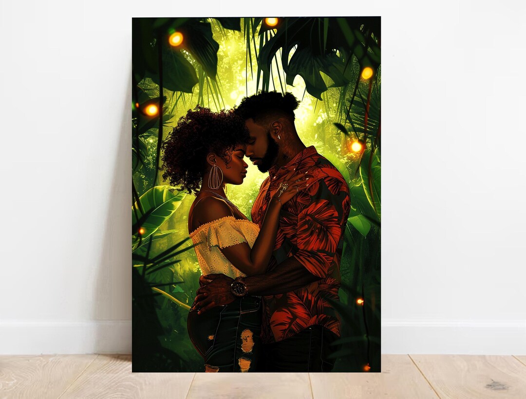 Black Couple Wall Art Printable African American Couple Art Valentines Day Gifts Download Black ...