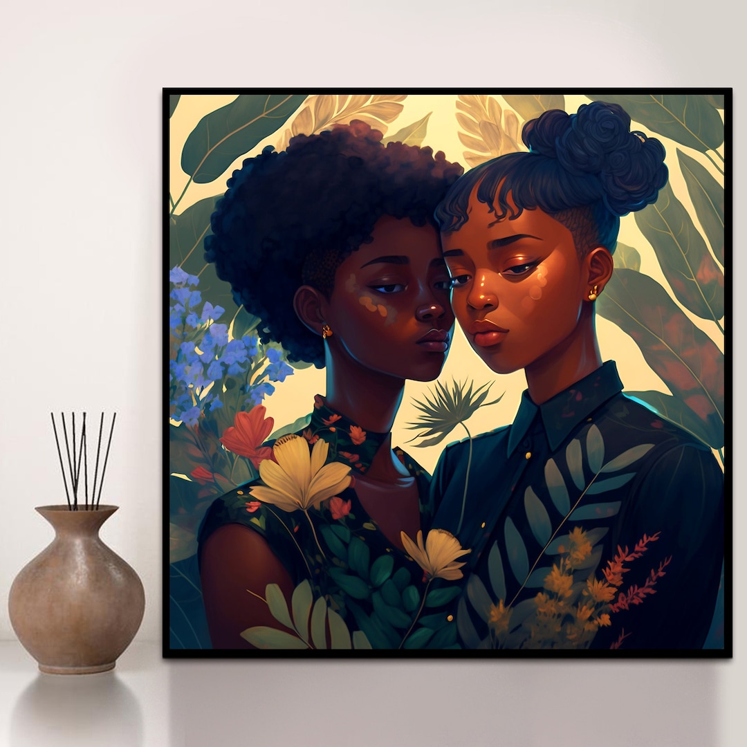 Lesbian Art Digital Printable Lesbian Couple Art Black Women - Etsy