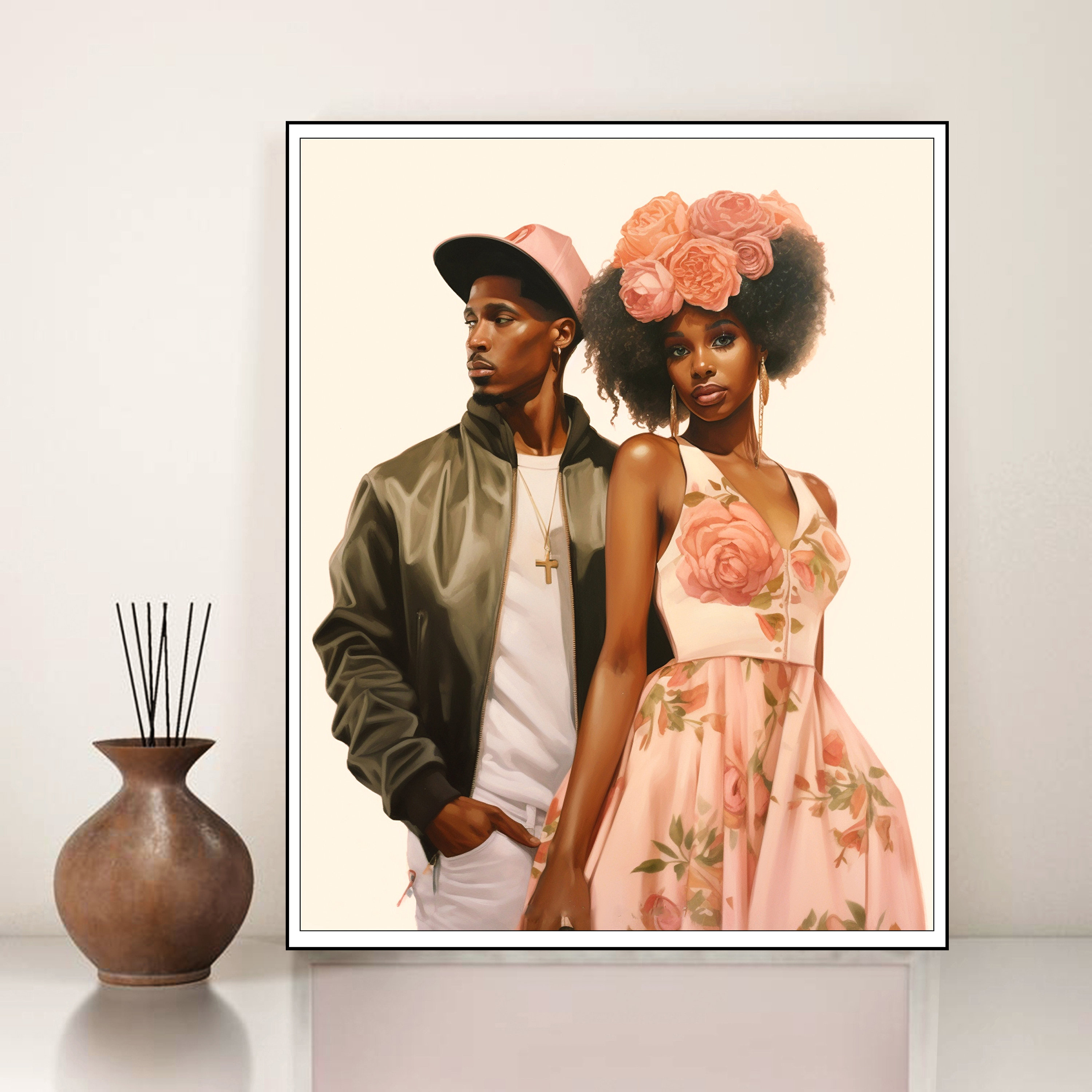 African American Black Couple Art Printable Black Love Wall - Etsy
