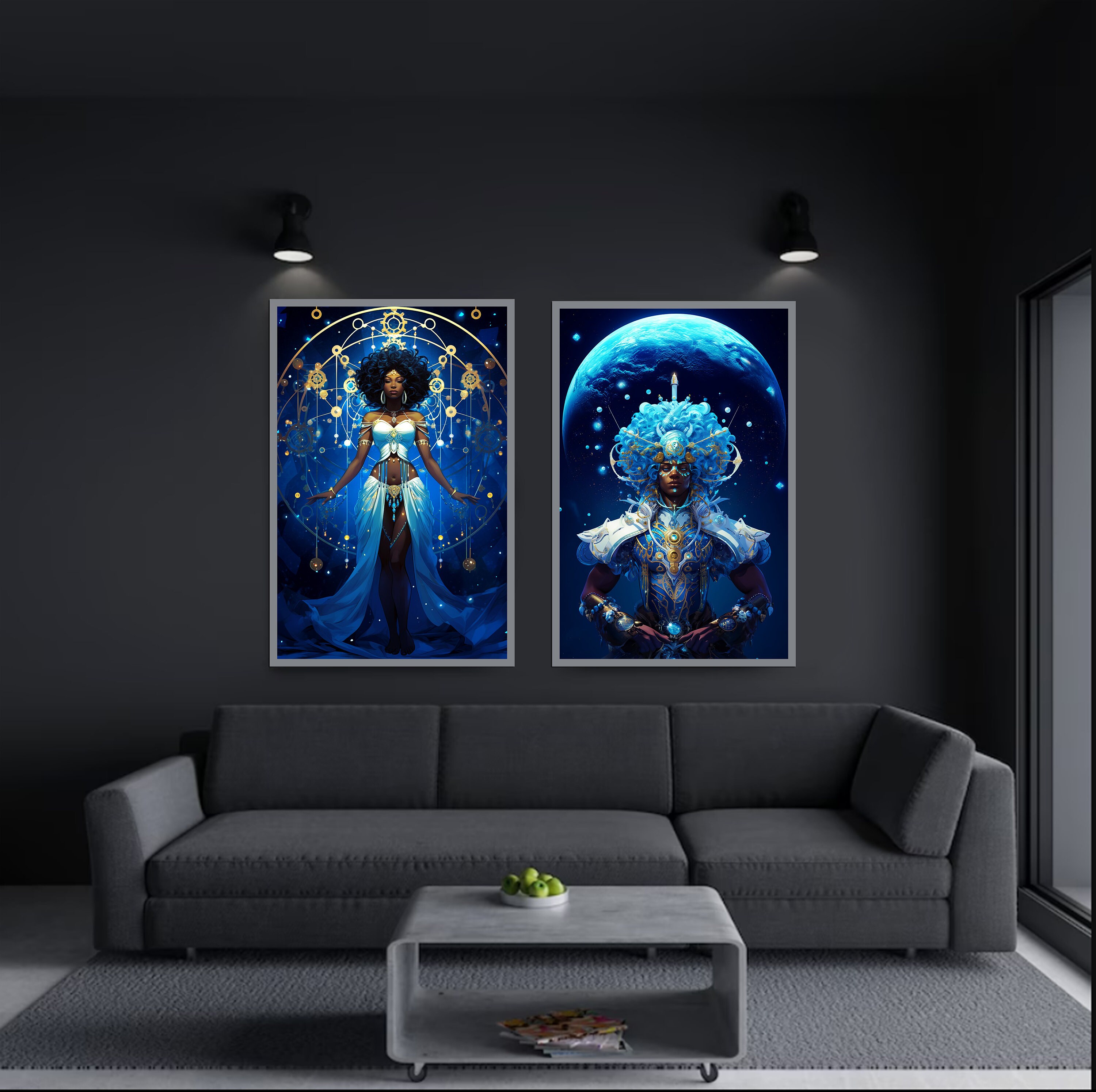 Set of 2 Aquarius Zodiac Digital Print African American Zodiac Aquarius ...
