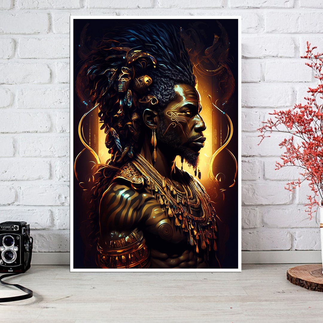 African Warrior King African Man Wall Art Printable Black Art Digital ...