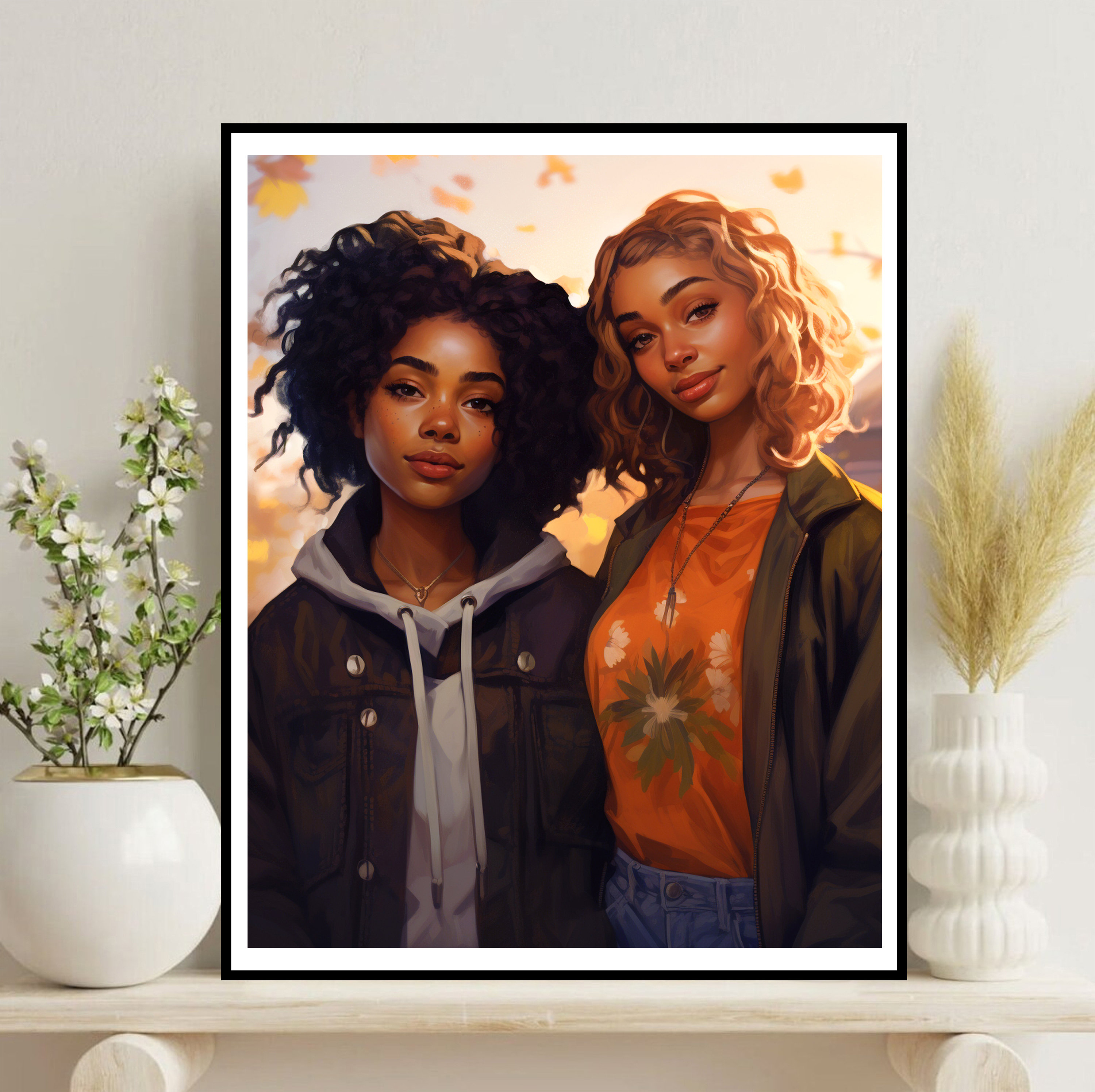 Black Lesbian Girls Digital Prints Lesbian Wall Art Printable Download