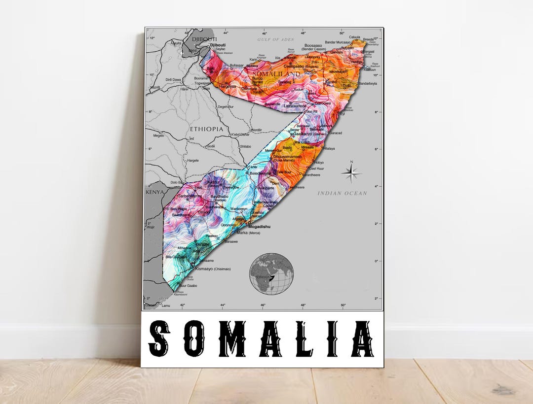 Somalia Map Print Map of Somalia Poster Printable Art African Maps ...