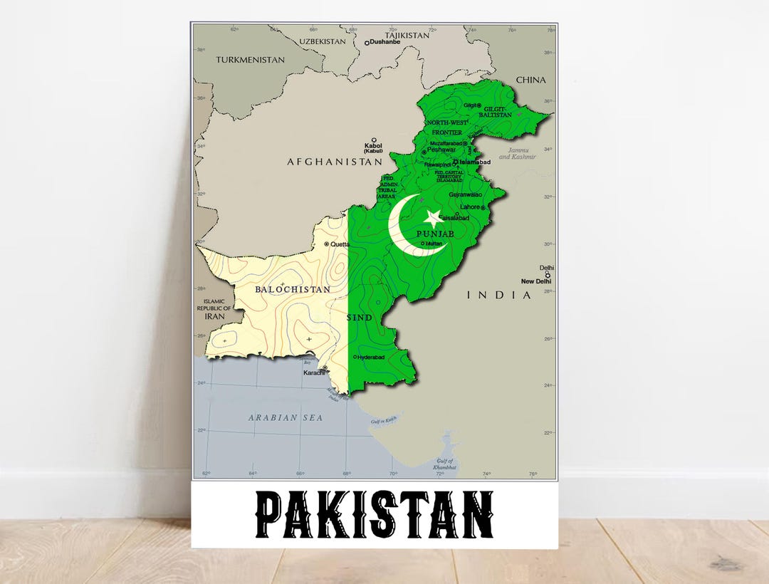 Pakistan Illustrated Map Printable Map of Pakistan Nursery Decor ...