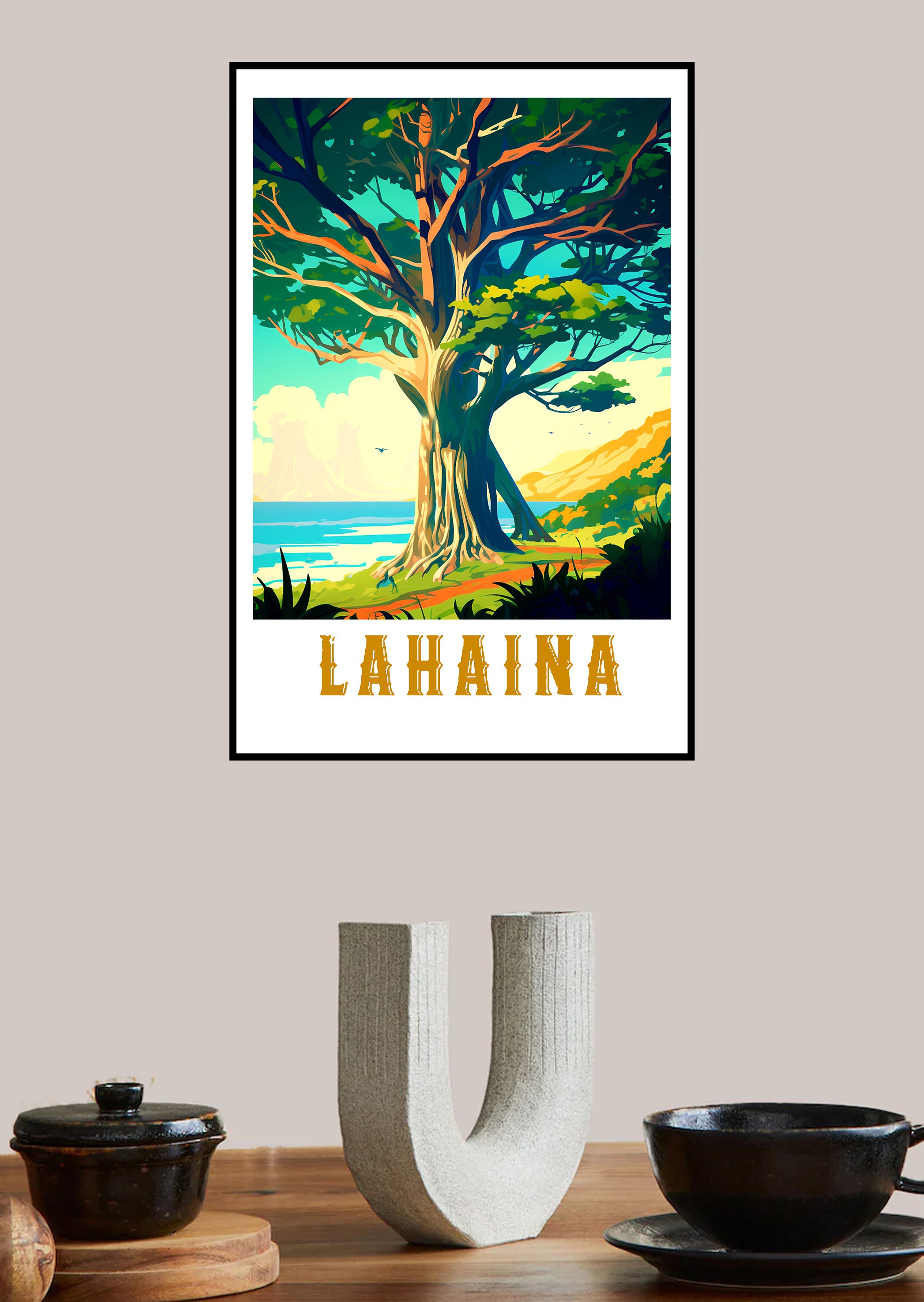Lahaina Maui Travel Poster Digital Print Banyan Wall Art - Etsy