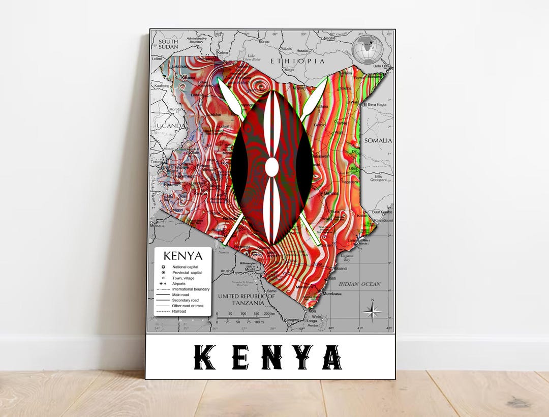 Map of Kenya Poster Kenya Map Canvas Print East Africa Map Africa Home ...