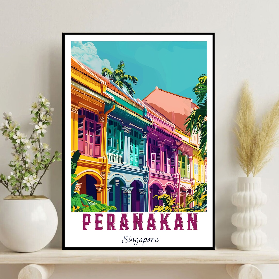 Peranakan Shophouse Digital Print Peranakan Singapore Travel Poster ...