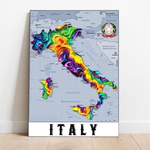 Italy Map Print Map of Italy Printable Colorful Italy Map Poster Modern ...