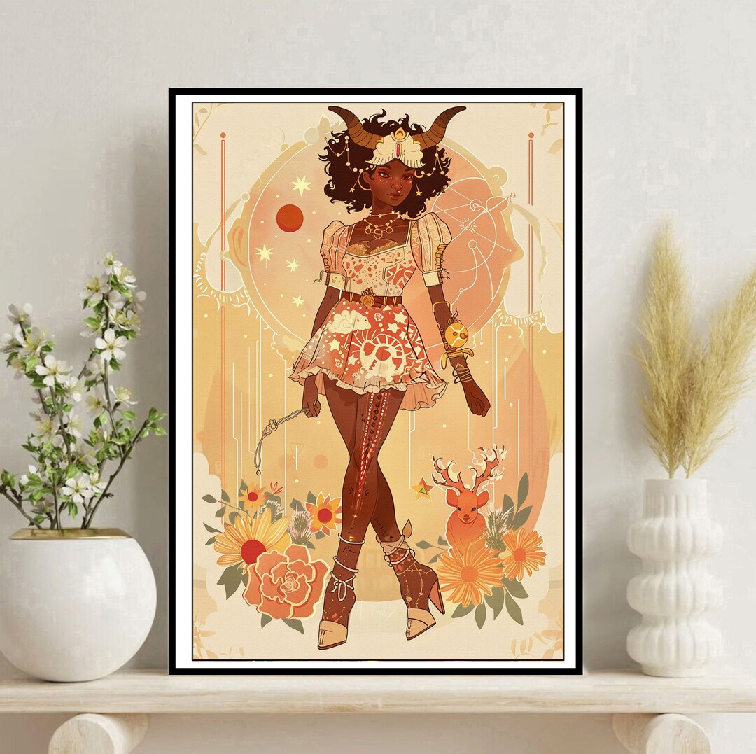 Black Girl Taurus Zodiac Print African American Taurus Zodiac Black ...