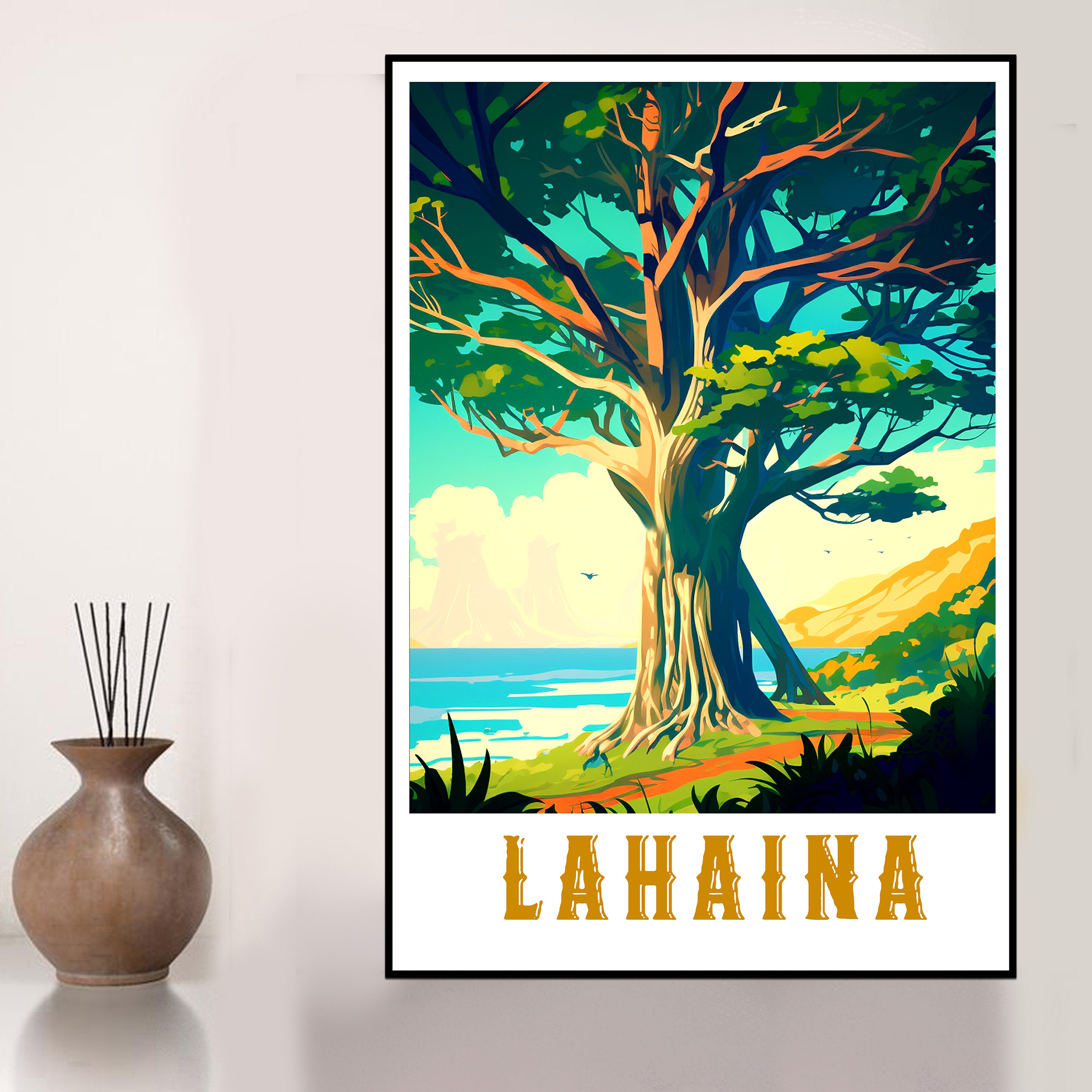 Lahaina Maui Travel Poster Digital Print Banyan Wall Art - Etsy