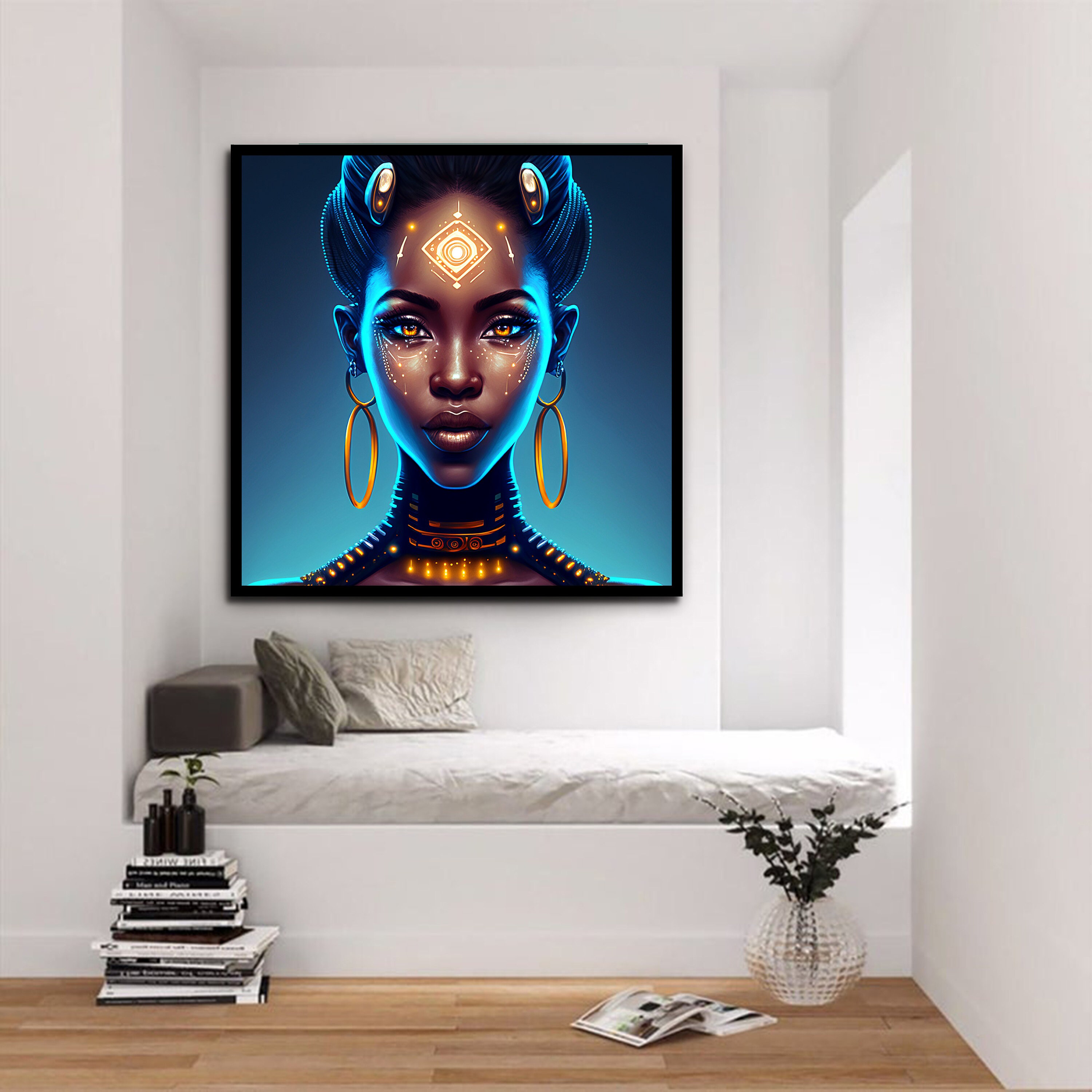 Afrofuturism African Woman Art, Modern Black Girl Print, INSTANT ...