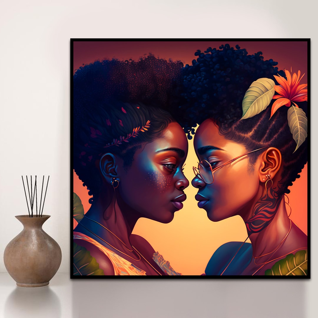 Lesbian Printable Wall Art Lesbian Couple Art Black Women - Etsy
