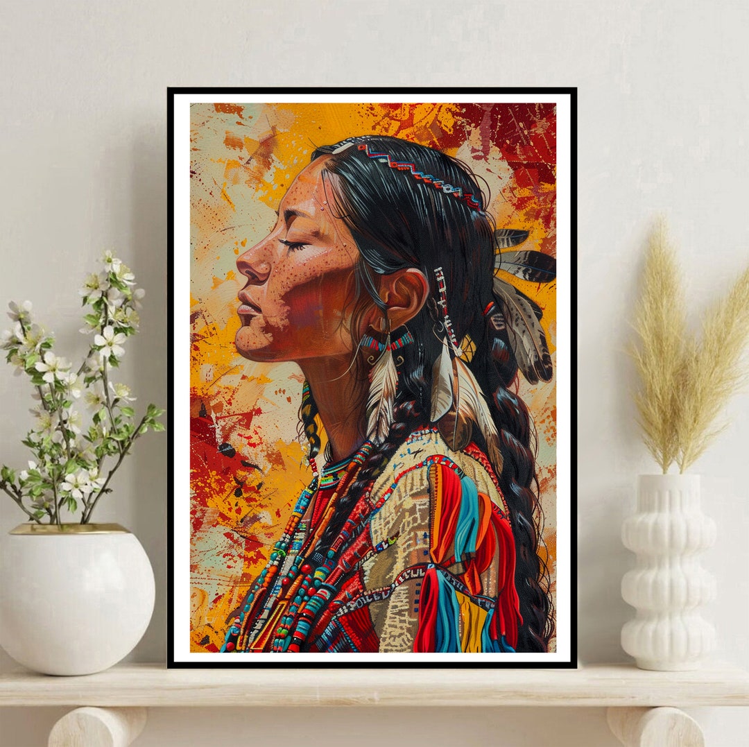 Osage Native American Girl Tribal Native American Indian Art Print ...