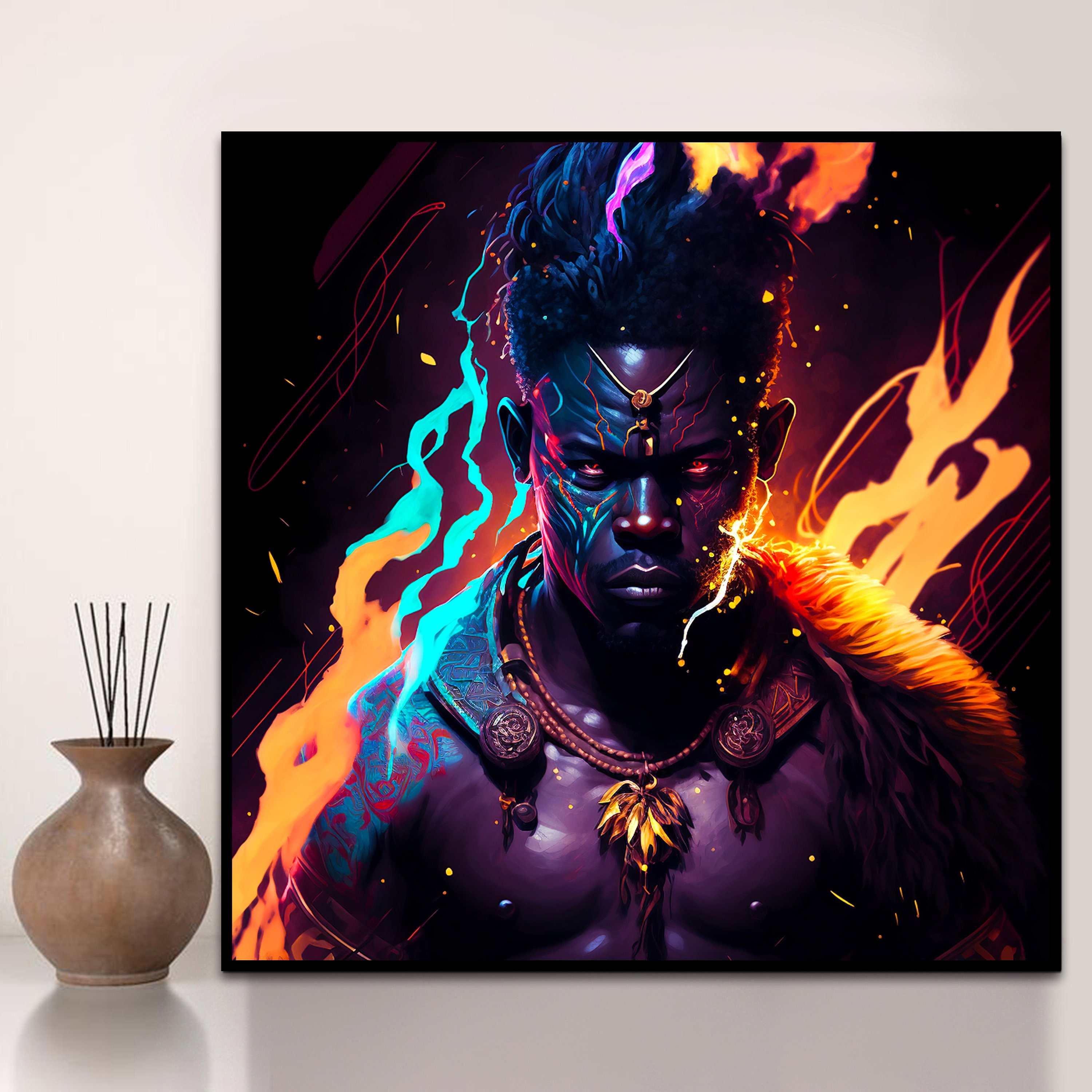 African Warrior Printable, African Tribe Man Wall Art, Afrofuturism ...