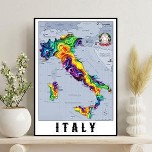 Italy Map Print Map of Italy Printable Colorful Italy Map Poster Modern ...